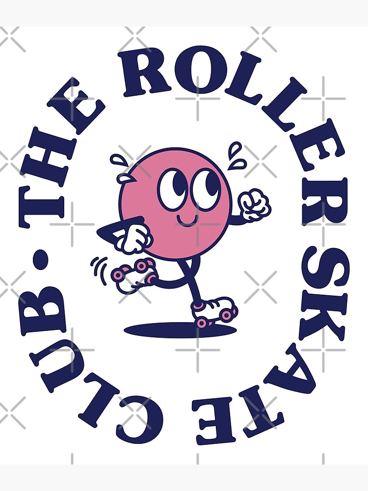 "The Roller Skate Club | Pink & Blue | Oval Logo" Art Print by ...