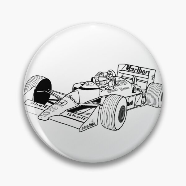 "Ayrton Senna Formula 1 Line art" Pin for Sale by Pseudo-RND | Redbubble
