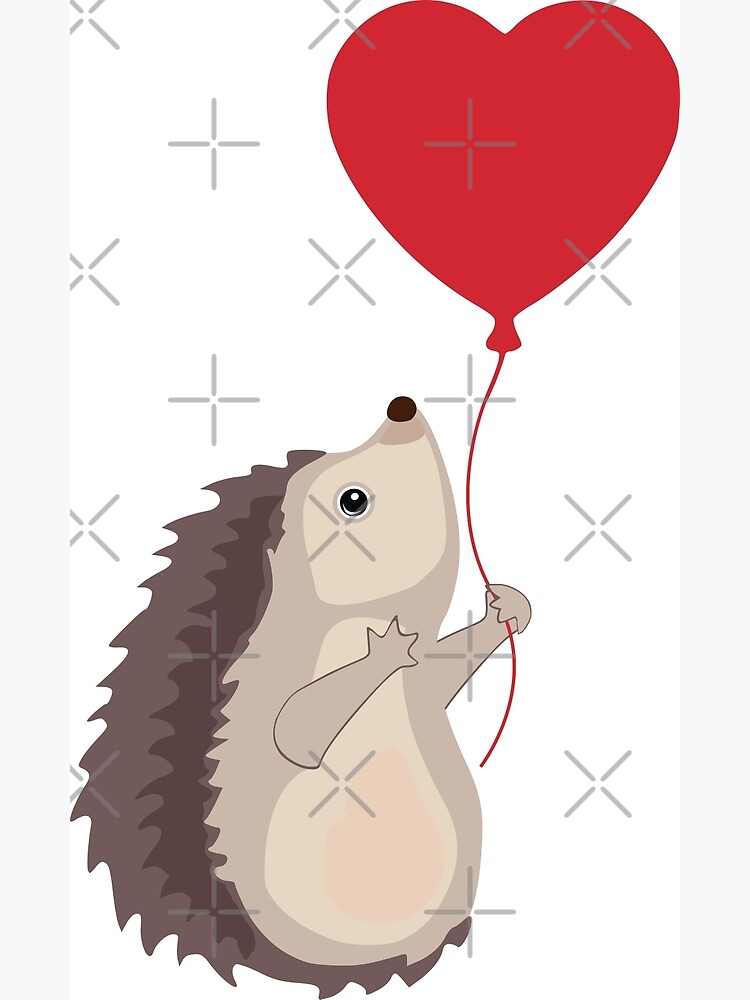"oreo hedgehog with heart balloon" Poster for Sale by ruchirar | Redbubble