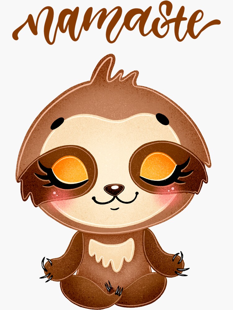 "Cute Cartoon Namaste Sloth Animal" Sticker for Sale by GraziaClothing ...