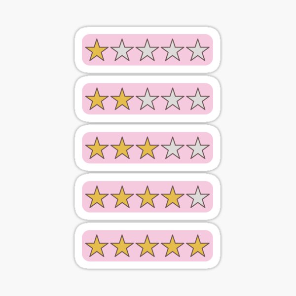 "star rating sticker pack | pink background" Sticker for Sale by ...