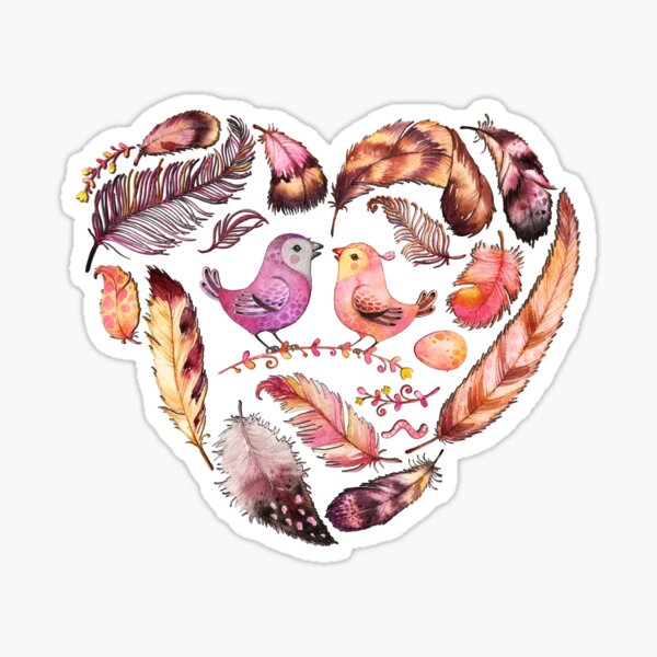 "Feathers heart" Sticker for Sale by Eshan91 | Redbubble