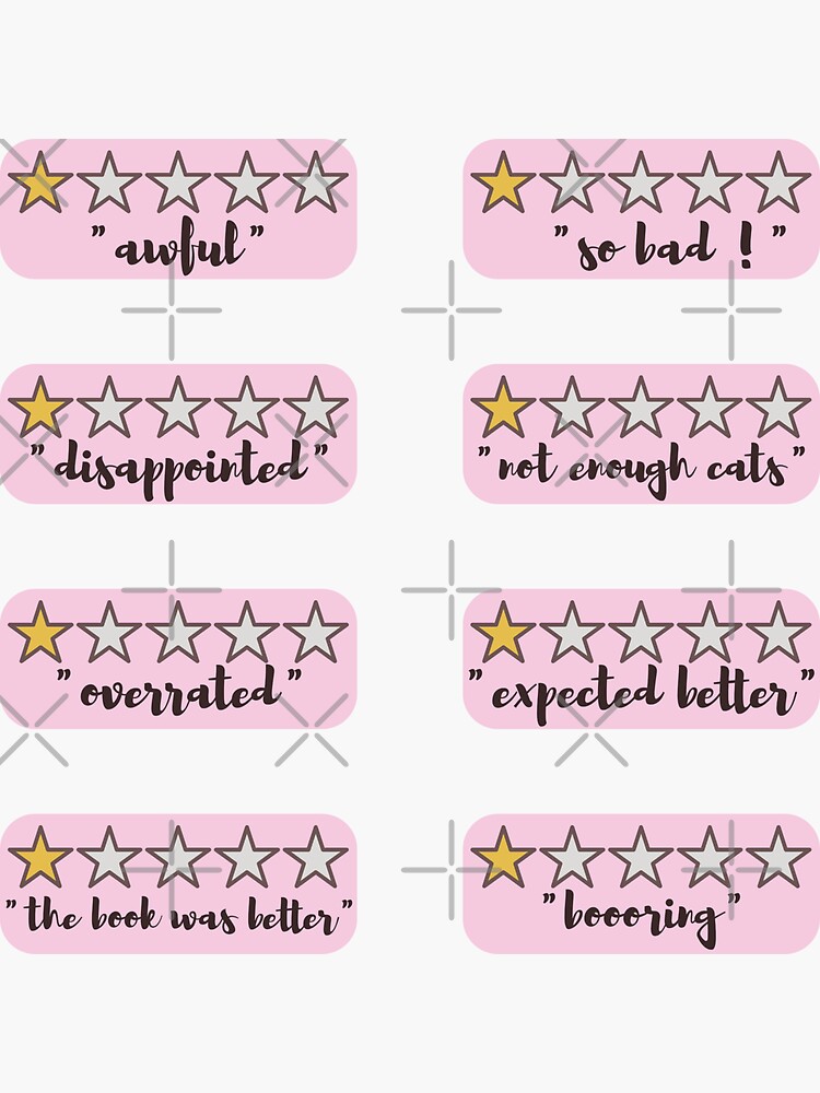 "1 star rating with review (8 stickers)" Sticker for Sale by ...