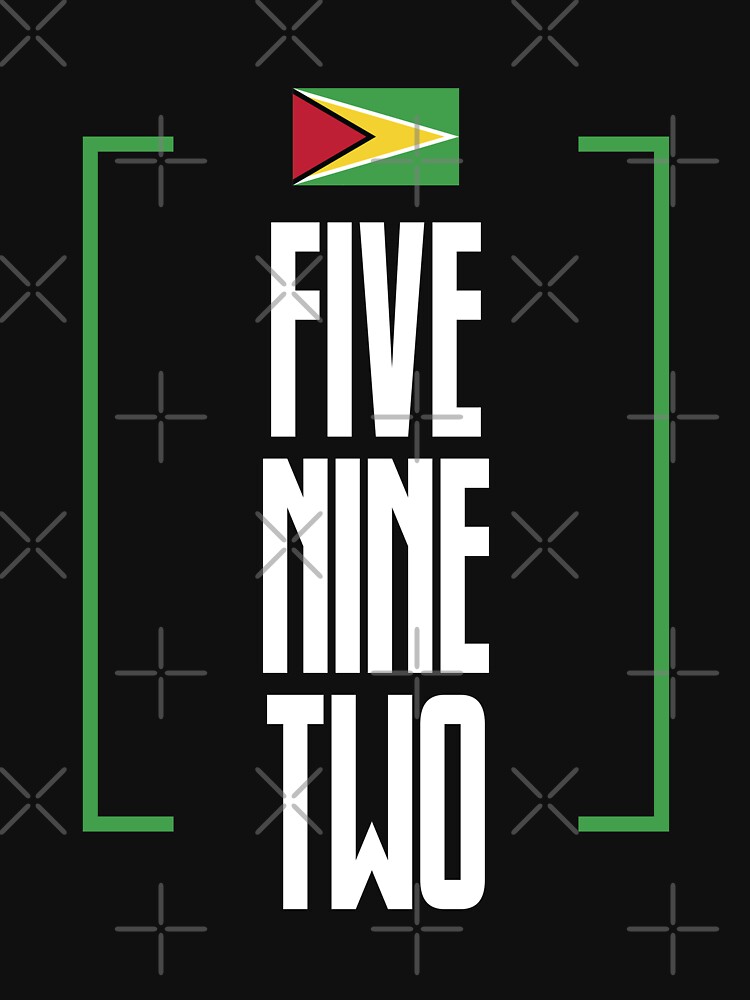 "Guyana Area Code Five Nine Two 592 Guyanese Flag" T-shirt for Sale by ...