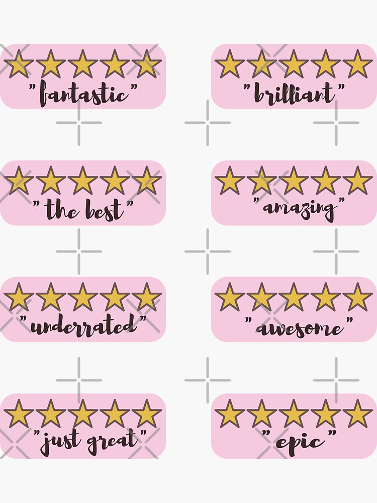 "5 star rating with review (8 stickers)" Sticker for Sale by ...