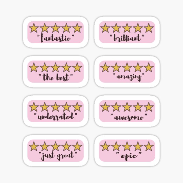 "5 star rating with review (8 stickers)" Sticker for Sale by ...