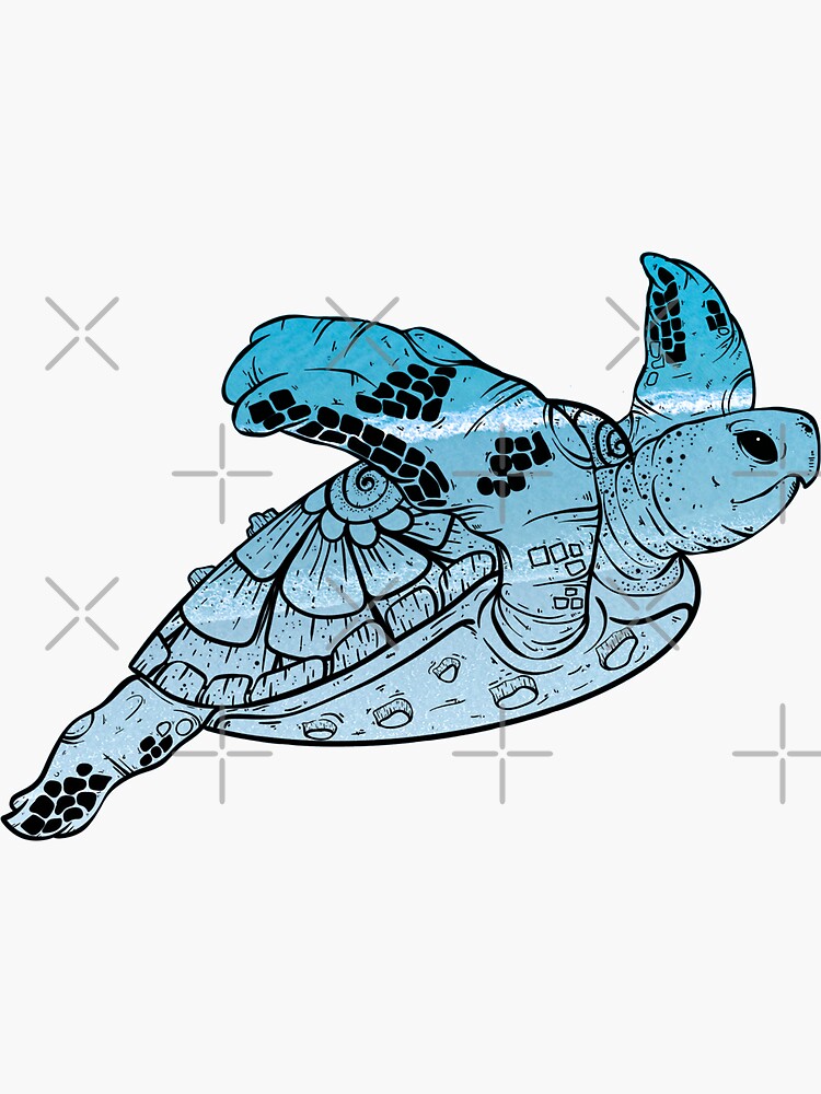 Pegatina «Etiqueta engomada de la tortuga marina Etiqueta engomada de ...