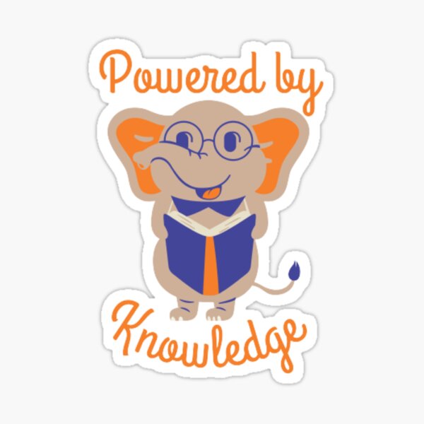 "Powered by Knowledge" Sticker for Sale by Merodesigns | Redbubble