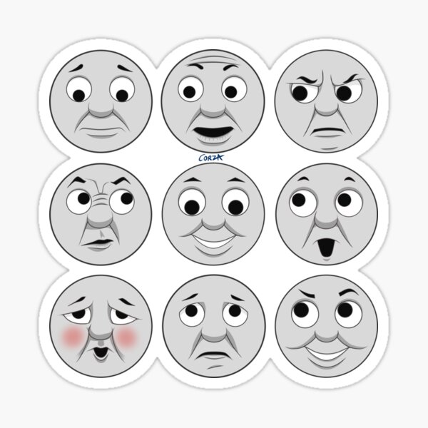 "The Many Faces of Thomas" Sticker for Sale by UndertheMoonSVG | Redbubble