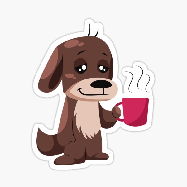 "Coffee lover cute dog with smiling face" Sticker for Sale by ...