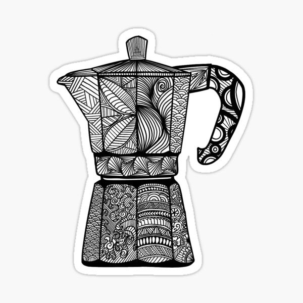 "Zentangle Moka Pot" Sticker for Sale by onezenmom | Redbubble