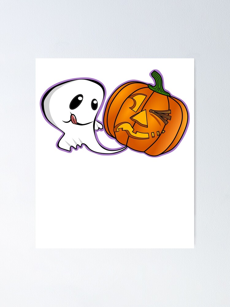 "Funny Pumpkin Farting Kawaii Halloween Ghost" Poster for Sale by ...