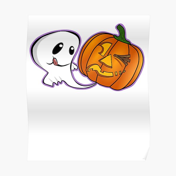 "Funny Pumpkin Farting Kawaii Halloween Ghost" Poster for Sale by ...