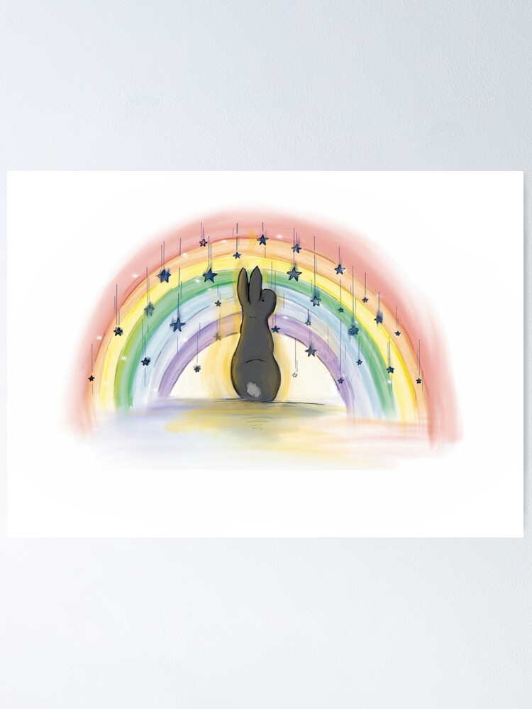 "Rainbow bridge rabbit " Poster by WillowGrove | Redbubble