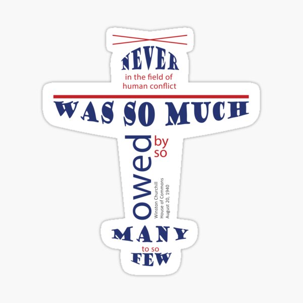 "Churchil's speech - Never in the field of human conflict..." Sticker ...