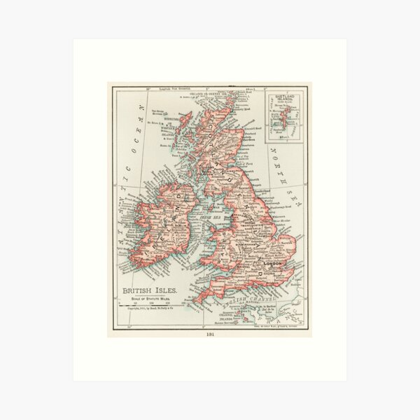 Original 1898 Map Of British Isles from Atlas-General #19 12 34 x 10 ...