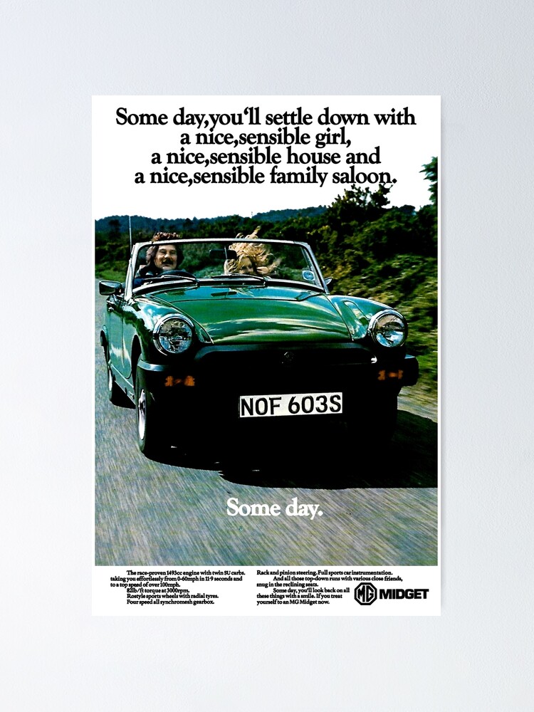 "MG MIDGET - ADVERT" Poster by ThrowbackM3 | Redbubble