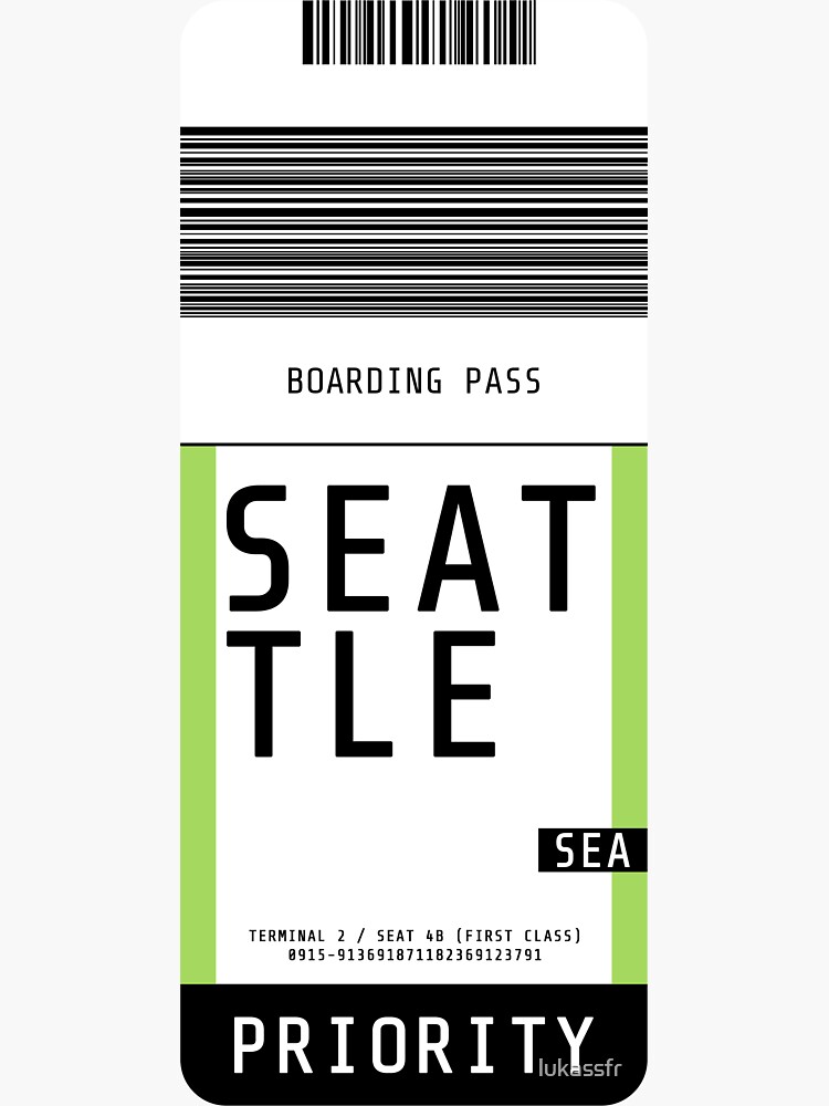 "Seattle Boarding Pass SEA" Sticker for Sale by lukassfr | Redbubble