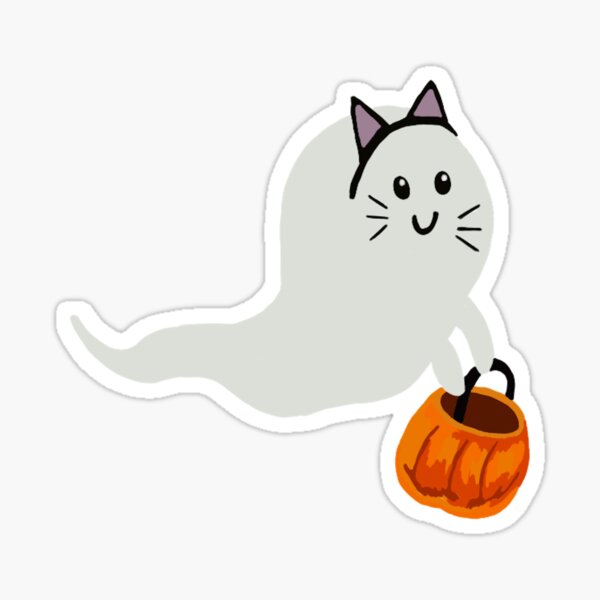 "Cat Ghost" Sticker for Sale by hayleykreations | Redbubble