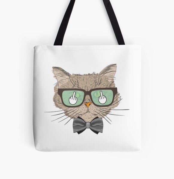 "Flipping Off Cat - An Illustrated Design Of A Cat In A Bowtie And ...