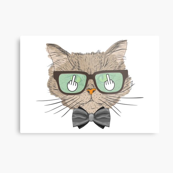 "Flipping Off Cat - An Illustrated Design Of A Cat In A Bowtie And ...