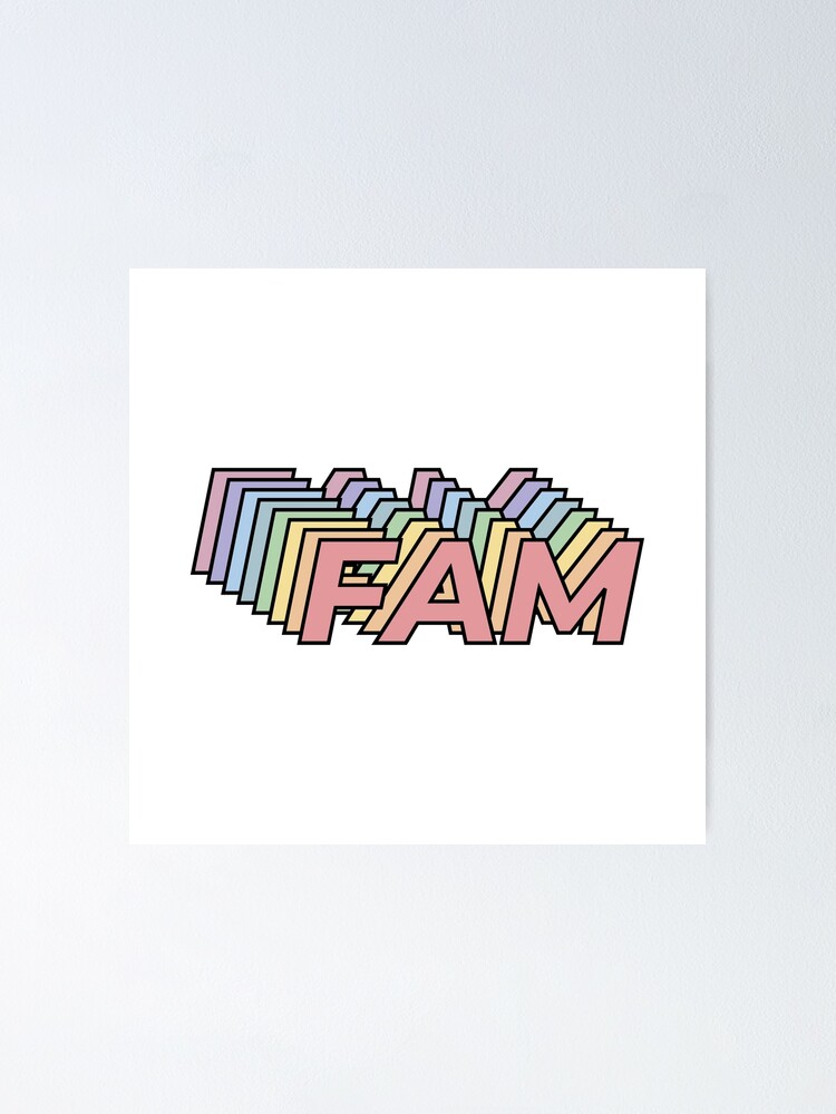 "Fam Pastel Rainbow Aesthetic Typography" Poster for Sale by ferdiz-art ...