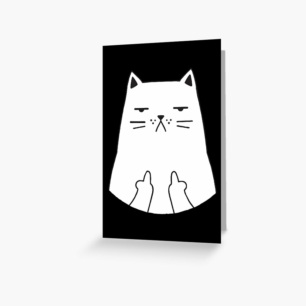 "Flipping Off Cat - An Illustrated Design Of A Cat Giving The Middle ...
