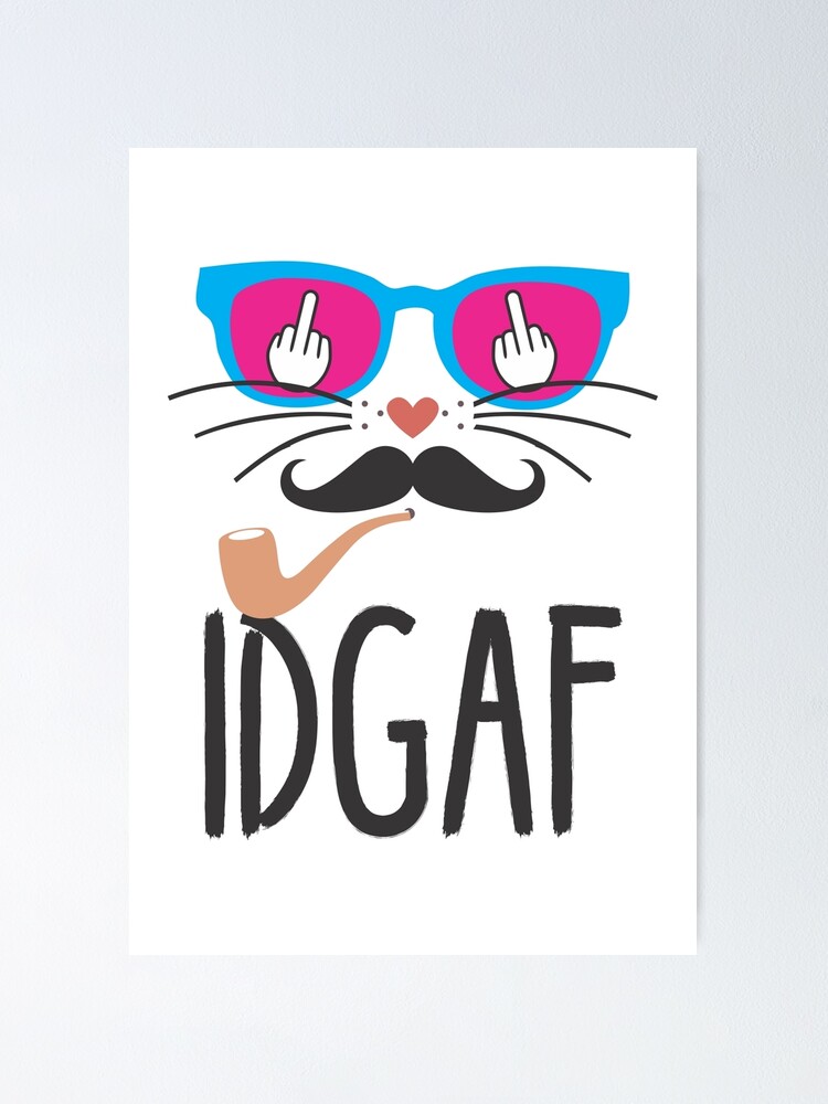 "Flipping Off Cat - An Illustrated Design Of A Cat With A Mustache And ...