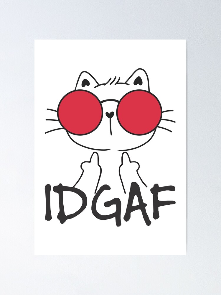 "Flipping Off Cat - An Illustrated Design Of A Cat Wearing Glasses ...