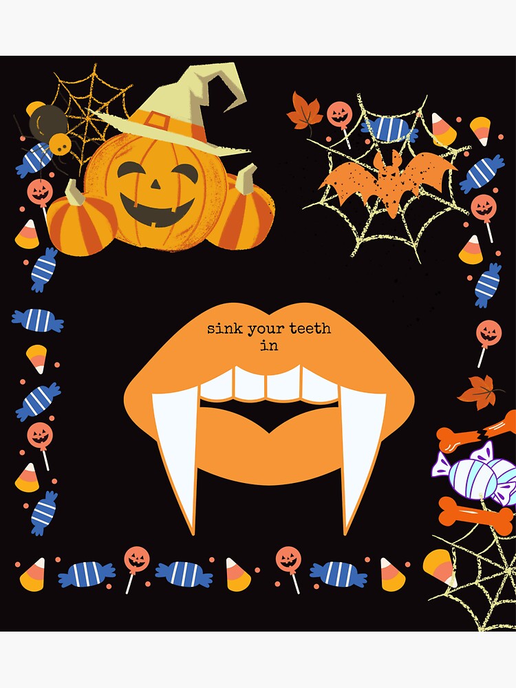 "Sink Your Teeth In Trick or Treat Design " Sticker for Sale by ...