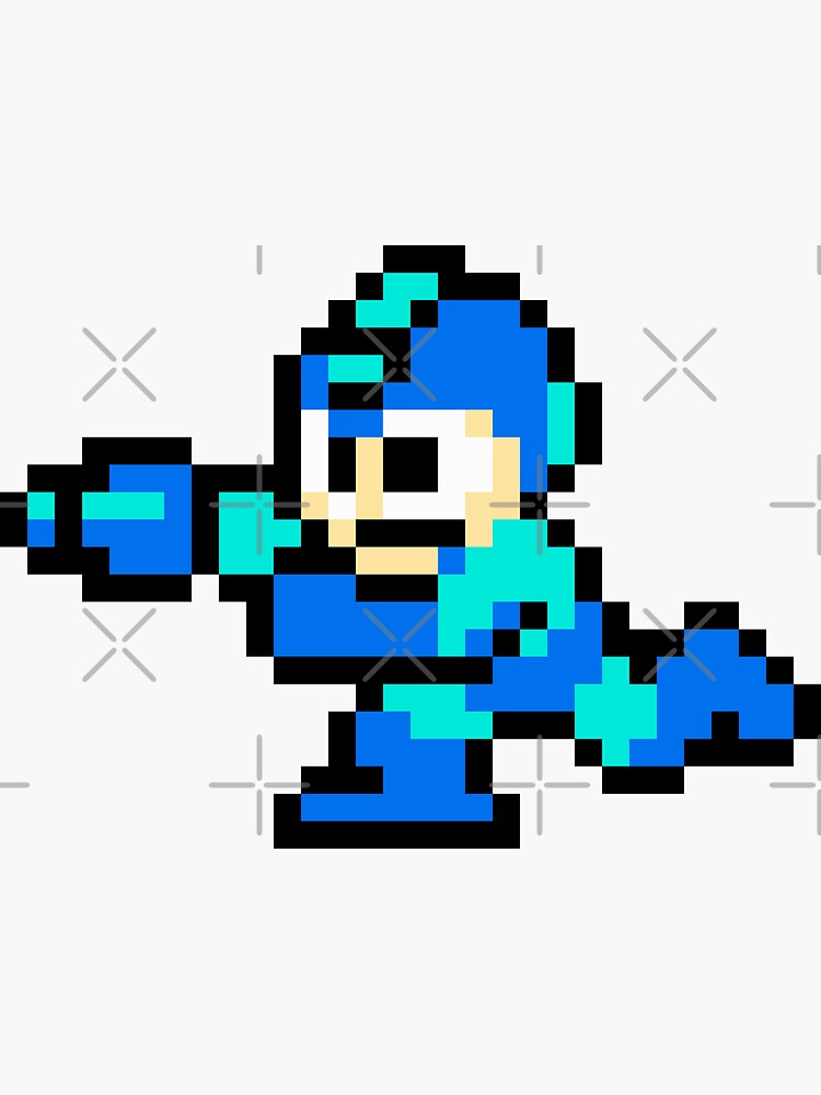 "Retro Mega Man Shooting Sprite" Sticker for Sale by SpriteGuy95 ...