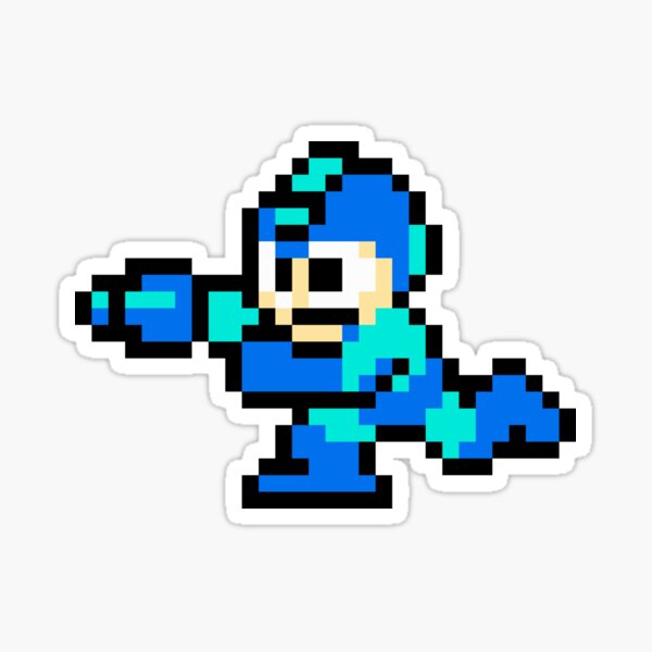 "Retro Mega Man Shooting Sprite" Sticker for Sale by SpriteGuy95 ...