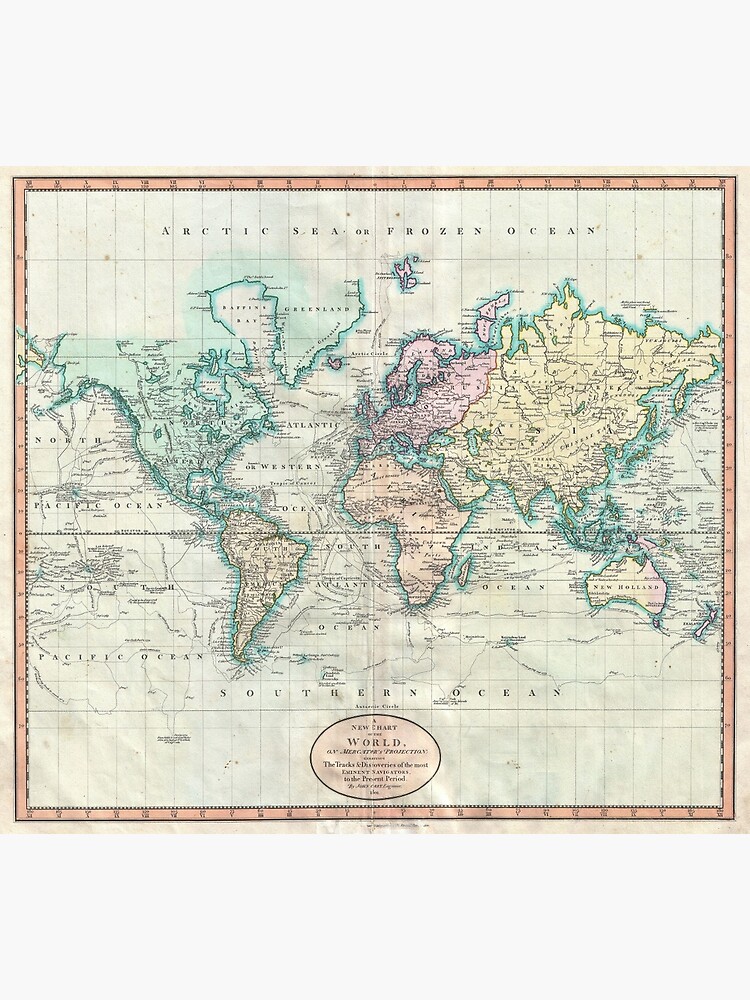 "Vintage Map of The World (1801)" Canvas Print by BravuraMedia | Redbubble