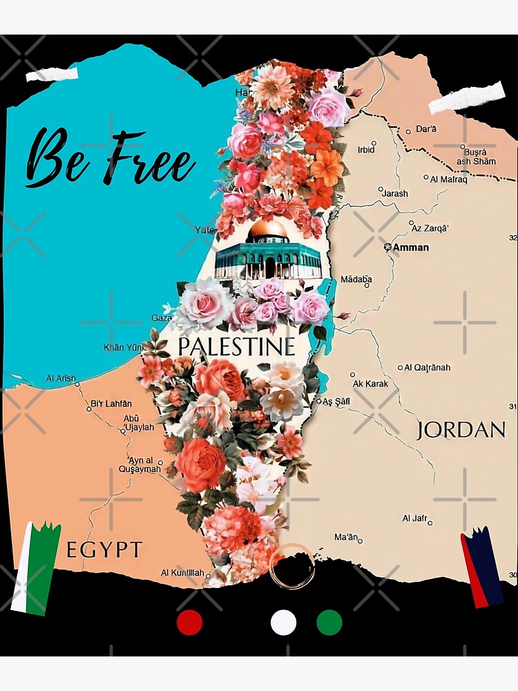 Poster « Carte de la Palestine Carte palestinienne fière des villes d ...