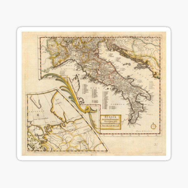 "Antique Map of Italy in 1660" Sticker for Sale by ganje | Redbubble