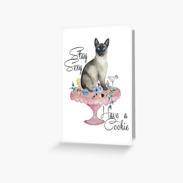"Siamese cat and cookies" Greeting Card by SweetInkDesign | Redbubble