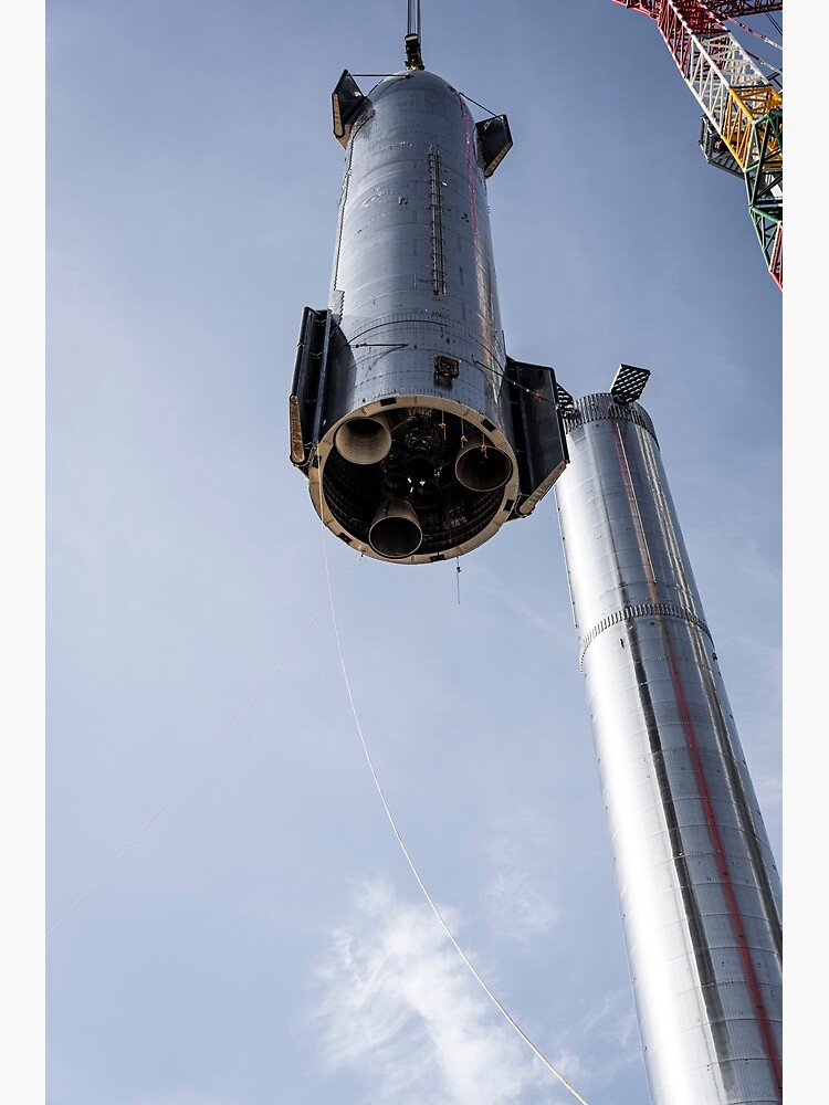 Starship SN20 Lifted Onto Booster Premium Matte Vertical Poster