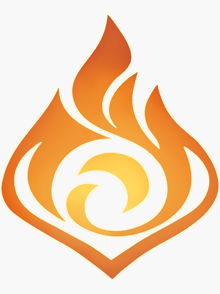 Pegatina «Símbolo del elemento Pyro de impacto de Genshin» de ...
