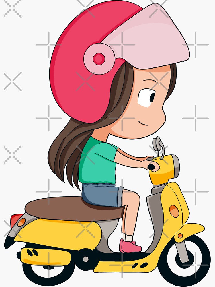 "Cute Motor Girl" Sticker for Sale by Cutecy | Redbubble