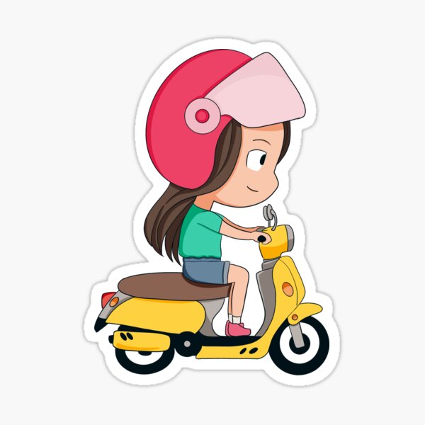 "Cute Motor Girl" Sticker for Sale by Cutecy | Redbubble