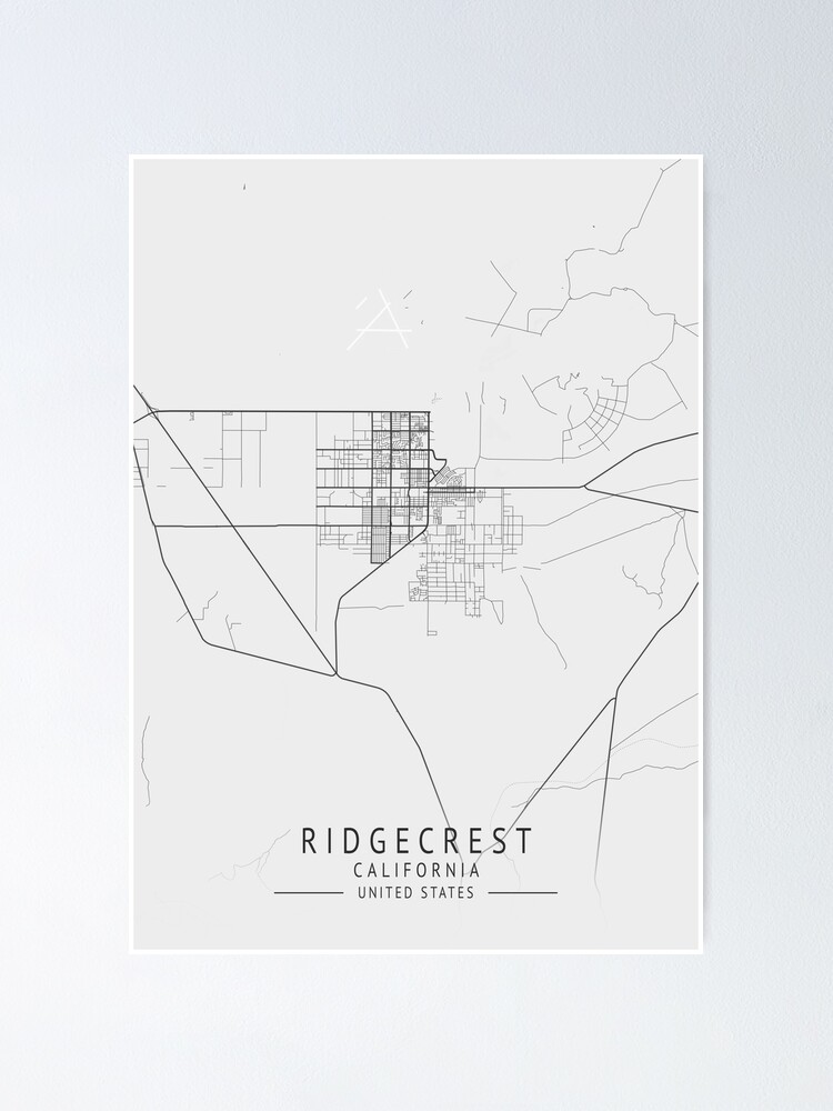 "Ridgecrest - California - US Gray City Map" Poster by ctmapprint ...
