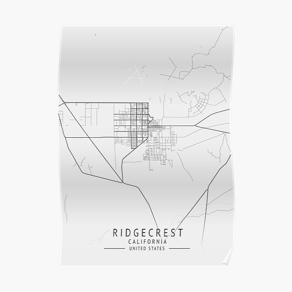 "Ridgecrest - California - US Gray City Map" Poster by ctmapprint ...