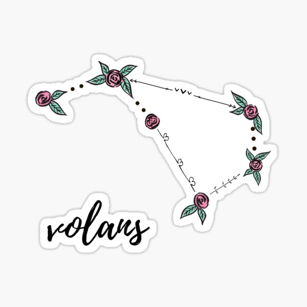 "Volans (Flying Fish) Constellation Roses and Hearts Doodle" Sticker ...