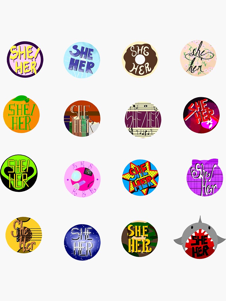 "She/Her Pronoun Stickers" Sticker for Sale by coffee-b | Redbubble