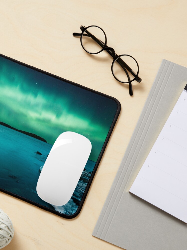 "Ice on the lake shore and northern lights landscape" Mouse Pad for ...