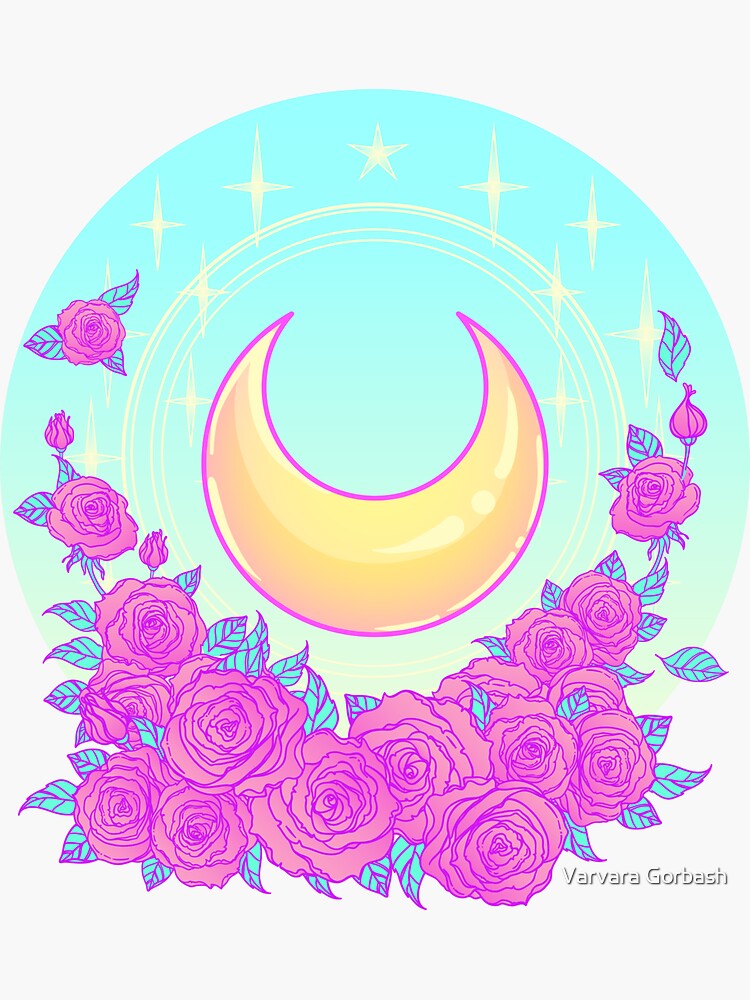 "Moon and Roses" Sticker for Sale by varka | Redbubble