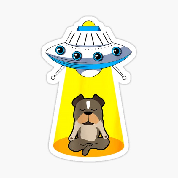 "Funny UFO Alien Capturing Pitbull" Sticker for Sale by wowart4u ...