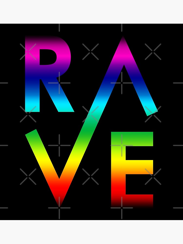 "Rave music - electronic festival rainbow logo." Poster by ...