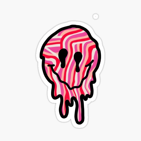 "drippy pink patterned smiley face" Sticker for Sale by midnightmoon1 ...