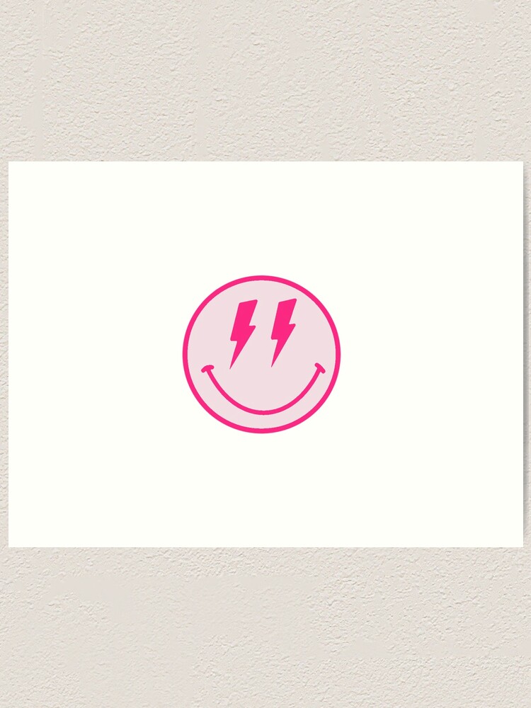 "Preppy Pink Smiley Face" Art Print for Sale by shullstickers | Redbubble